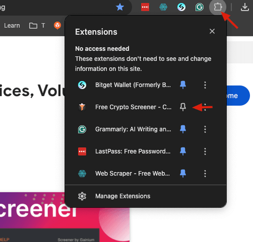 Screener Browser extension plugin